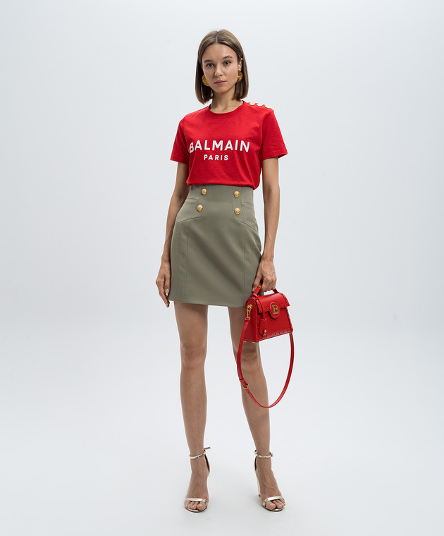 Balmain - Червона футболка з принтом логотипа BF1EF005BB02 купити в Symbol