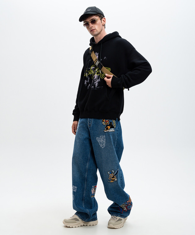 Off-White - Черный тощий Script Mary с вышивкой логотипа ...