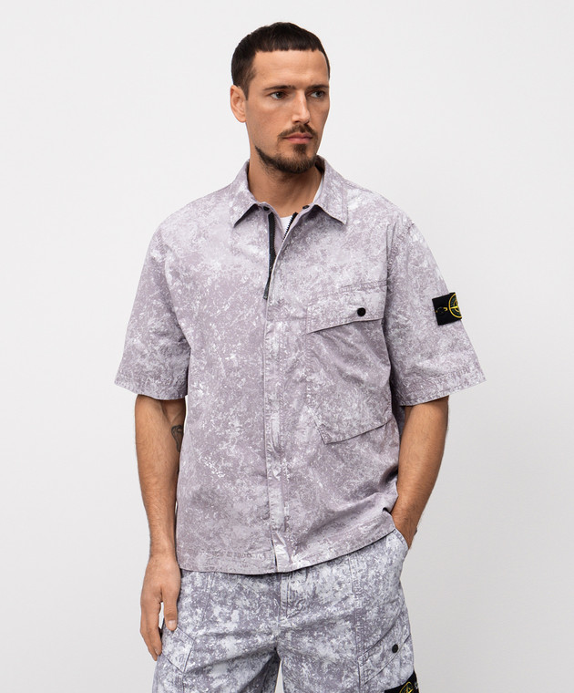Stone Island - Сіра сорочка з принтом K1S151100013S0143 купити в Symbol
