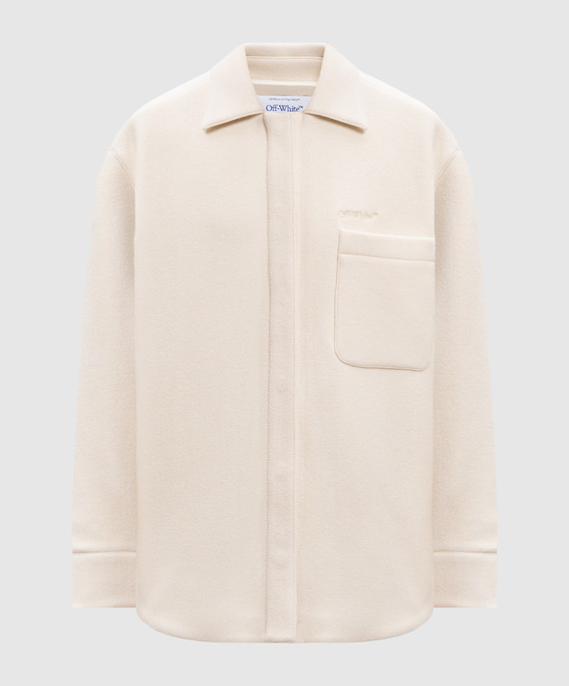 Off-White - Бежевая куртка с шерстью в стиле рубашки OWES004S25FAB001 ...