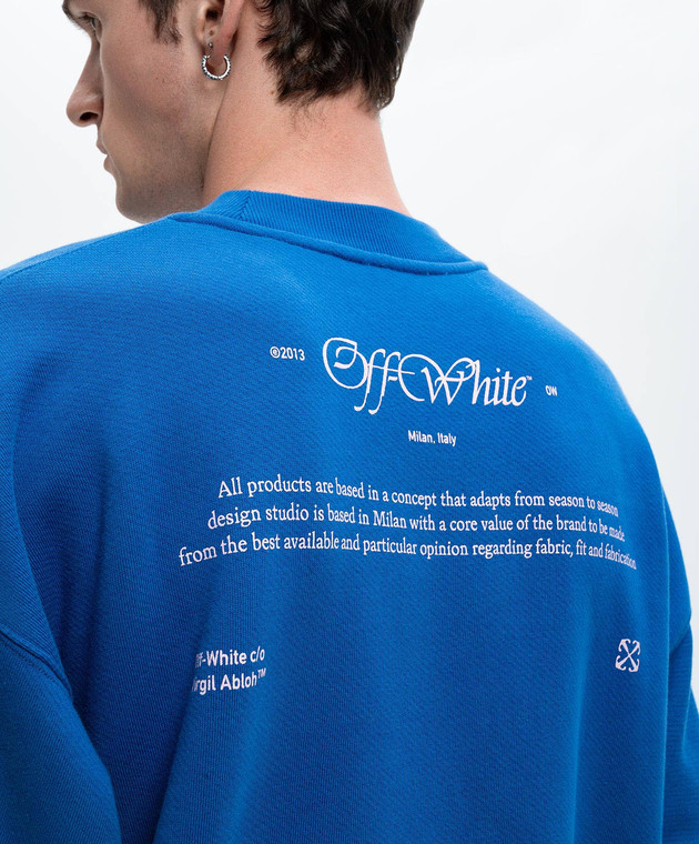 Off-White - Синій світшот Script Mary з вишивкою логотипа ...