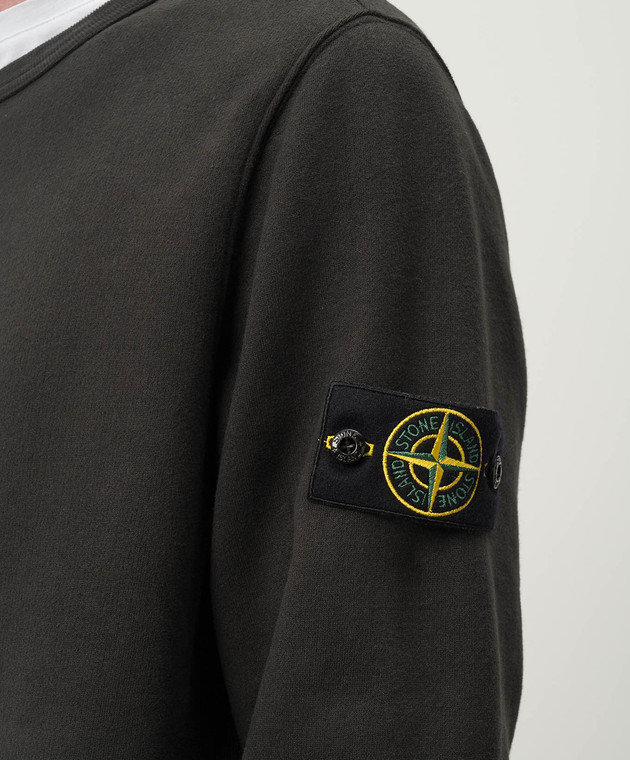 Stone Island - Черный свитшот со съемным патчем логотипа 811562420 ...