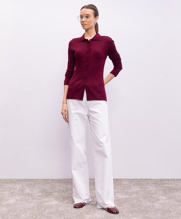 LISA YANG - Бордовый джемпер Aria из кашемира с воротником-поло 2023213 ...