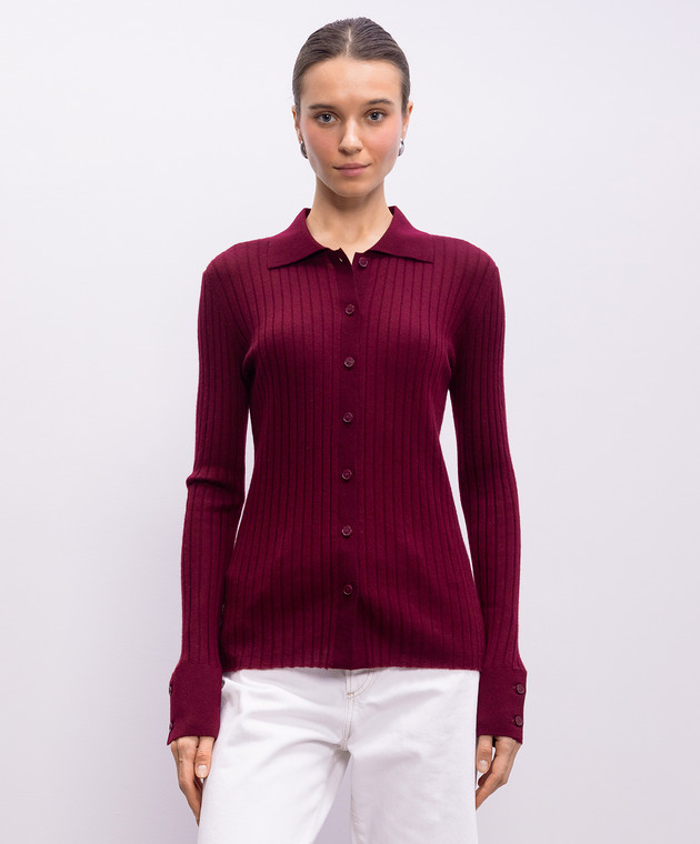 LISA YANG - Бордовый джемпер Aria из кашемира с воротником-поло 2023213 ...