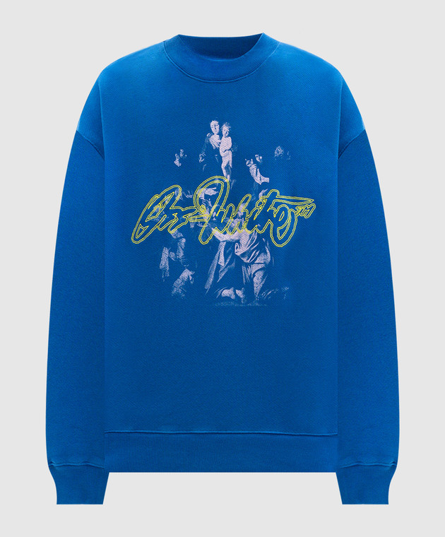 Off-White - Синій світшот Script Mary з вишивкою логотипа ...